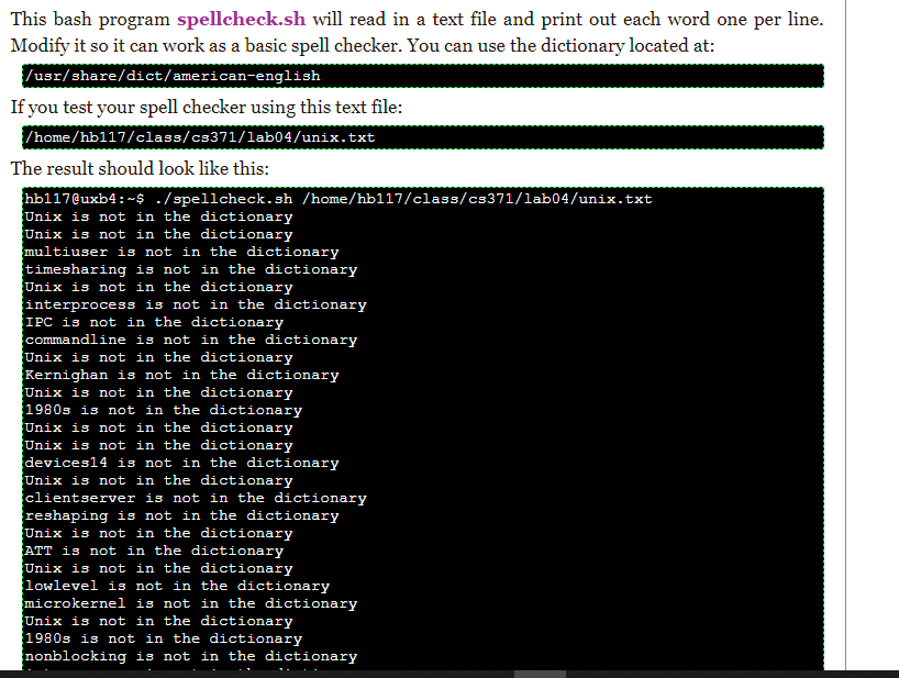 Solved This bash program spellcheck.sh will read in a text | Chegg.com