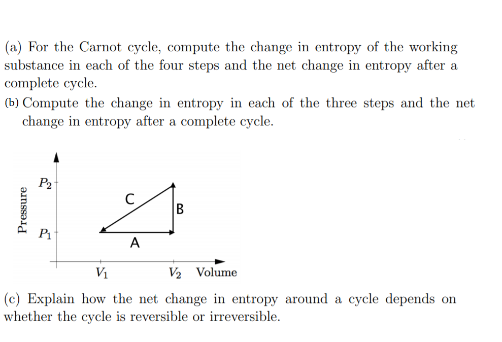 Solved (a) For the Carnot cycle, compute the change in | Chegg.com