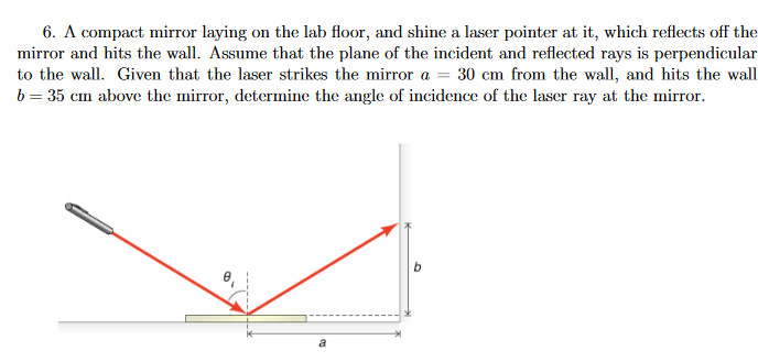 Solved 6. A compact mirror laying on the lab floor, and | Chegg.com
