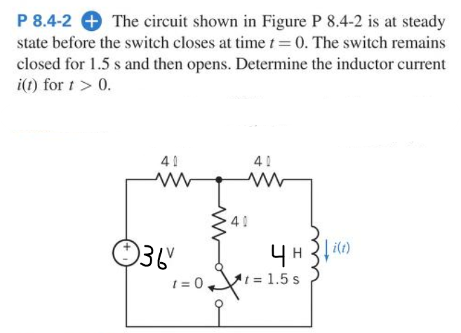 Solved P 8.4-2 ⊕ The circuit shown in Figure P 8.4-2 is at | Chegg.com