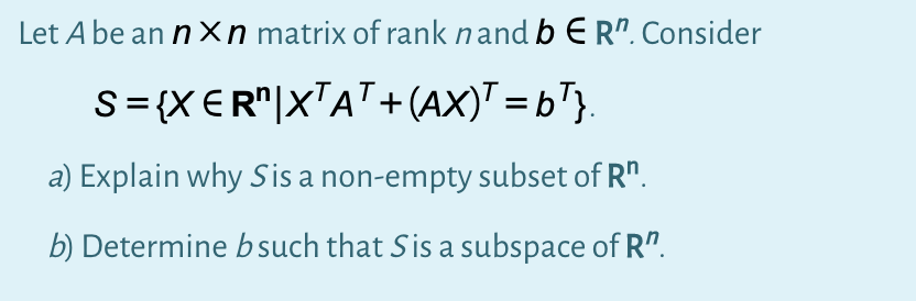 Solved Let Abe an nxn matrix of rank nand b E R. Consider | Chegg.com