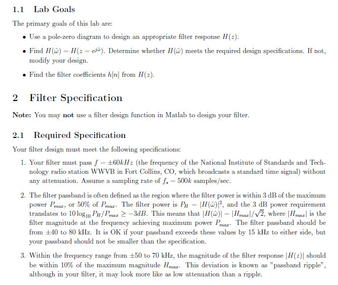 1.1 Lab Goals The primary goals of this lab are . Use | Chegg.com