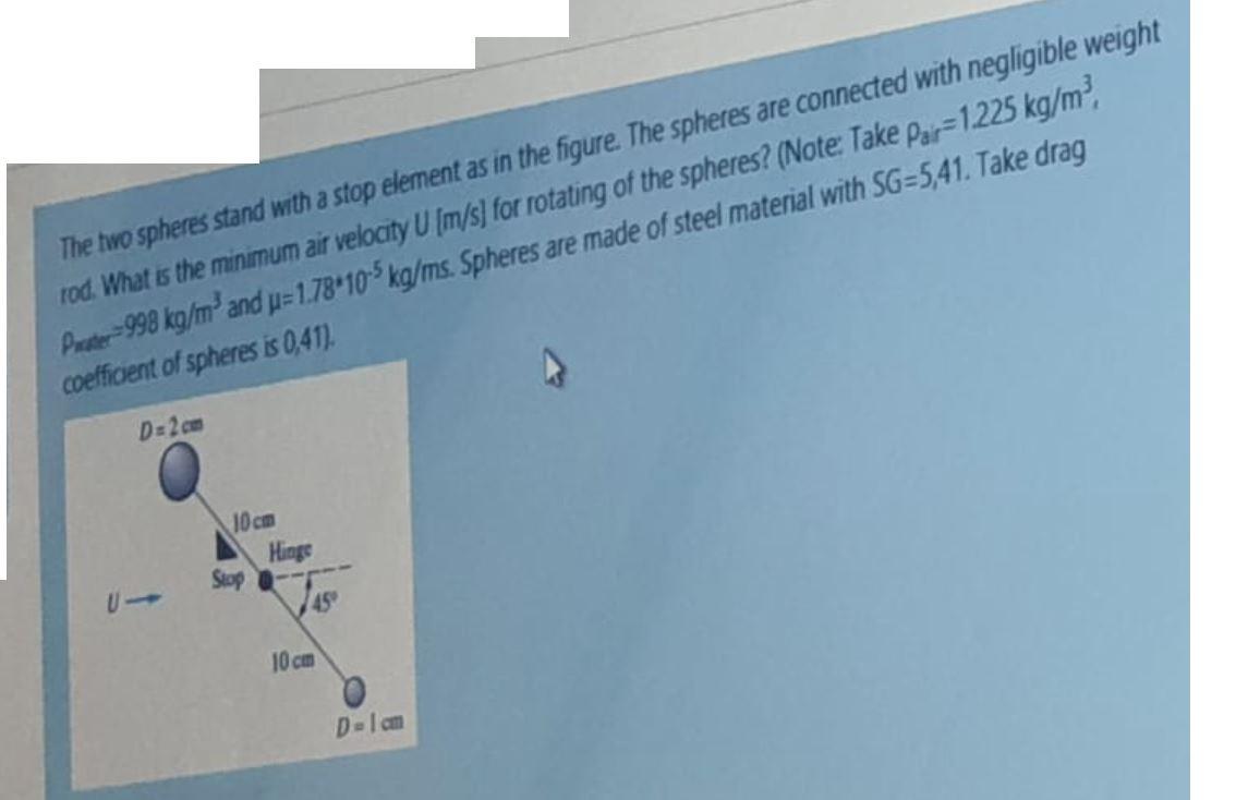 Solved The two spheres stand with a stop element as in the | Chegg.com