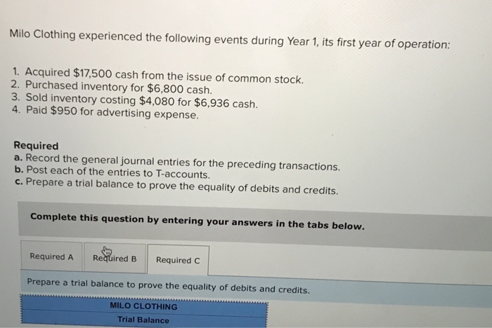 Solved Milo Clothing experienced the following events during | Chegg.com