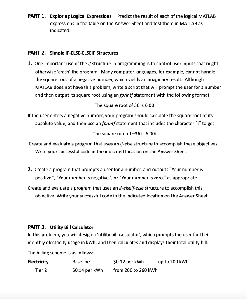 PART 1. Exploring Logical Expressions Predict the | Chegg.com