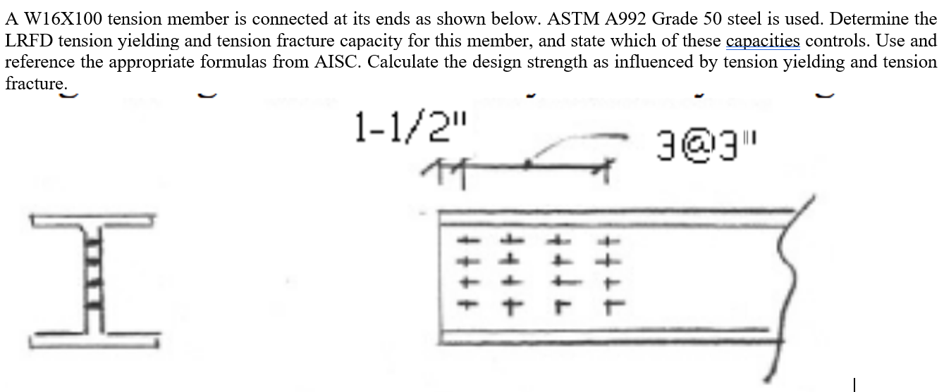 Solved A W16X100 tension member is connected at its ends as | Chegg.com
