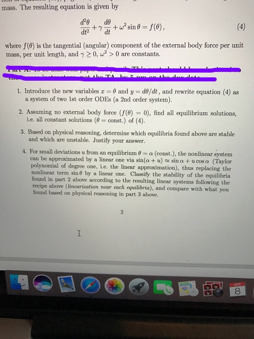Solved The resulting equation is given by d^2 theta/dt^2 | Chegg.com