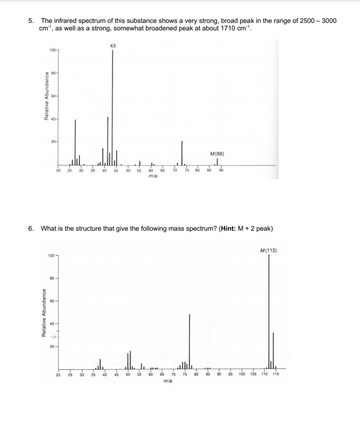 Solved 5. The infrared spectrum of this substance shows a | Chegg.com