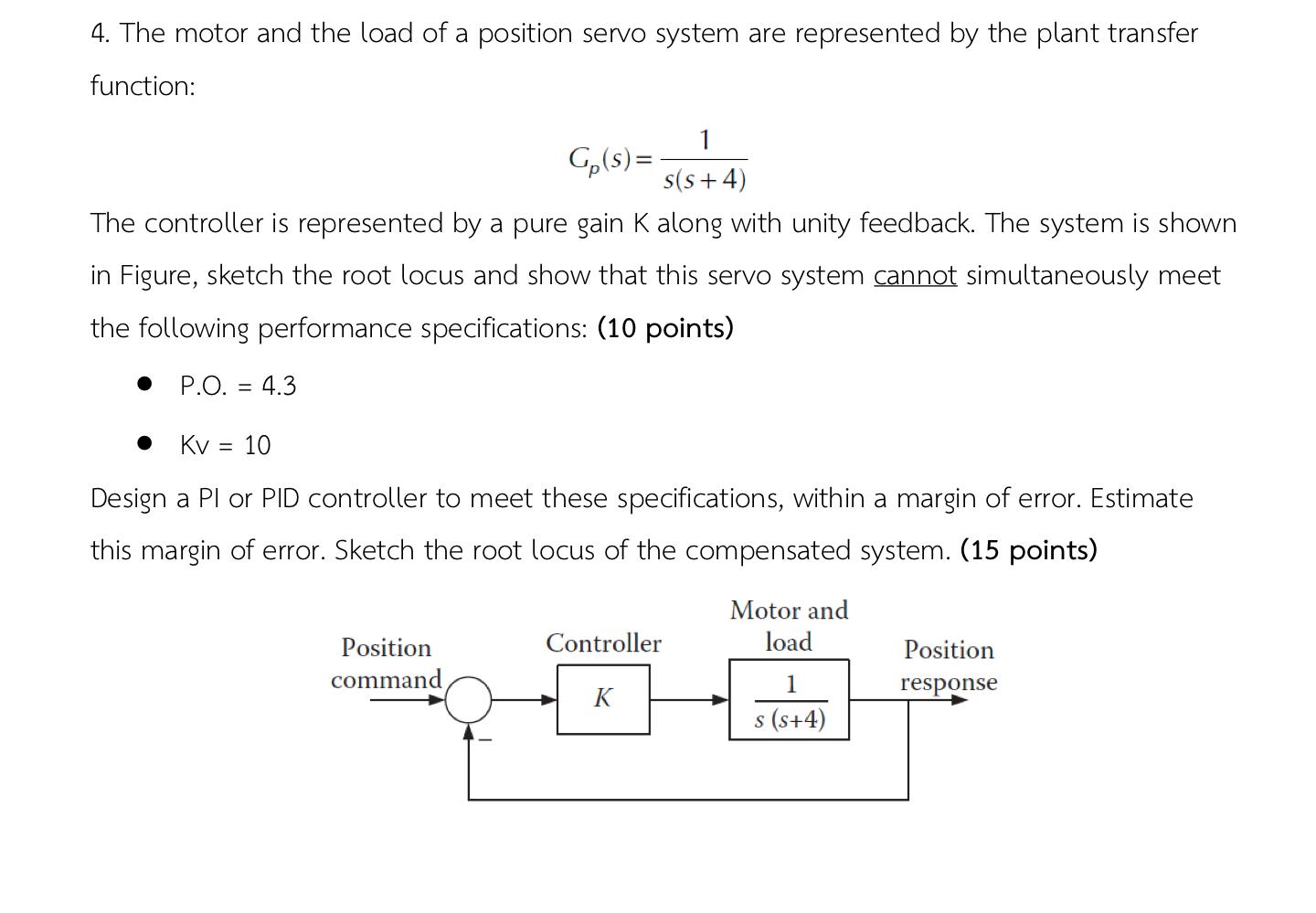 Solved 4. The motor and the load of a position servo system | Chegg.com
