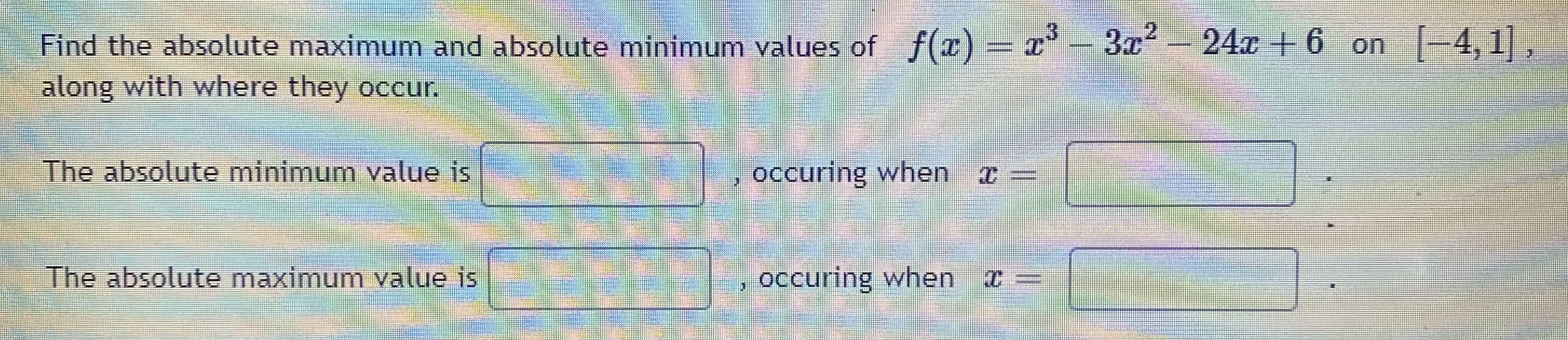 Solved Find the absolute maximum and absolute minimum values | Chegg.com