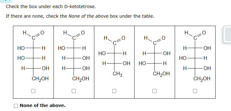 Solved Check the box under each D-ketotetrose. If there are | Chegg.com