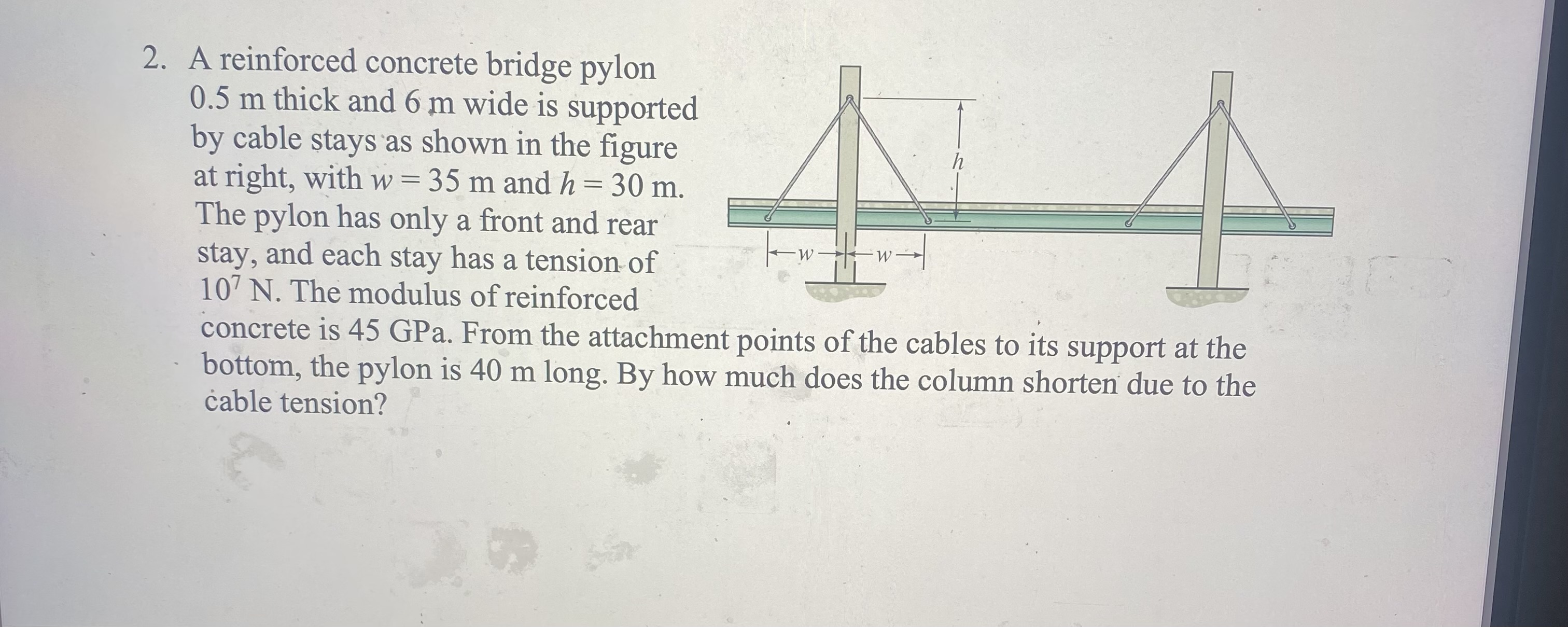 2. A reinforced concrete bridge pylon 0.5 m thick and | Chegg.com