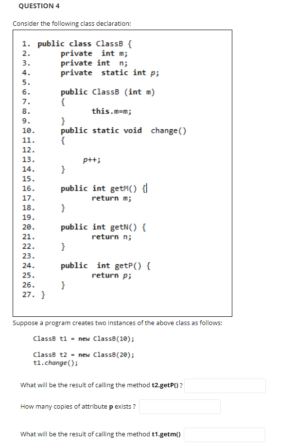 Solved Question 4 Consider The Following Class Declaration