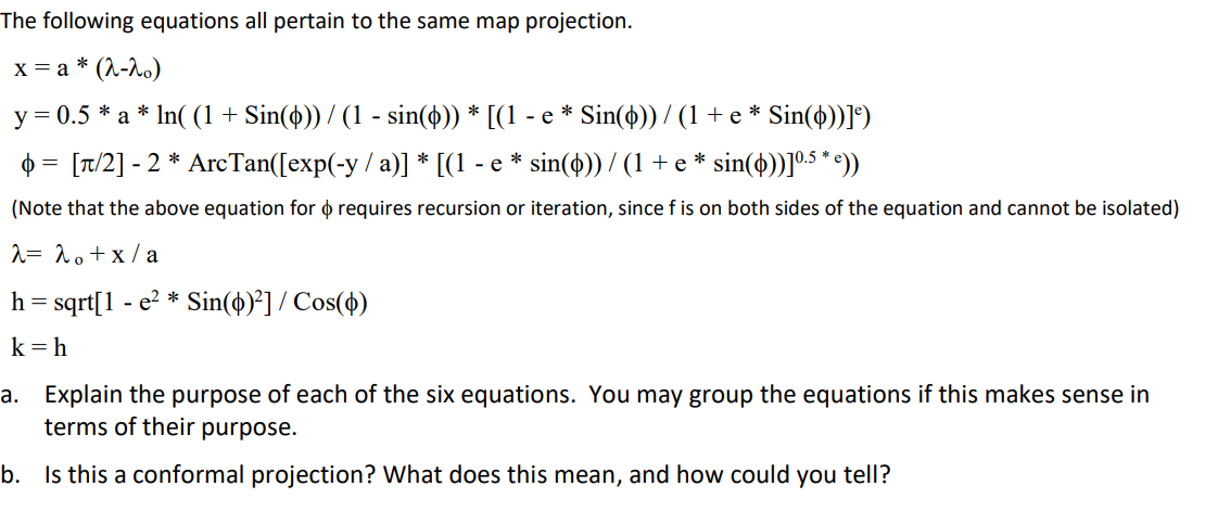 * The following equations all pertain to the same map | Chegg.com