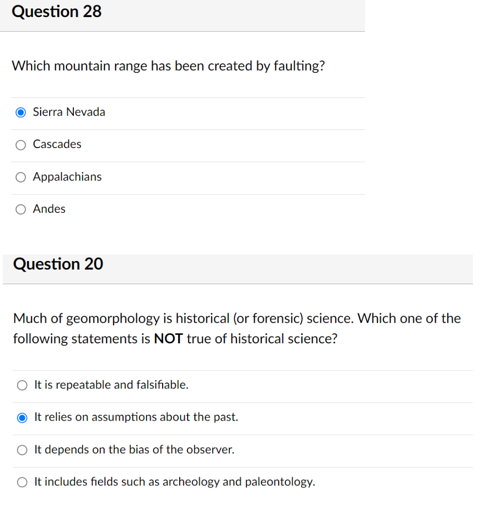 Solved Question 28 Which mountain range has been created by | Chegg.com