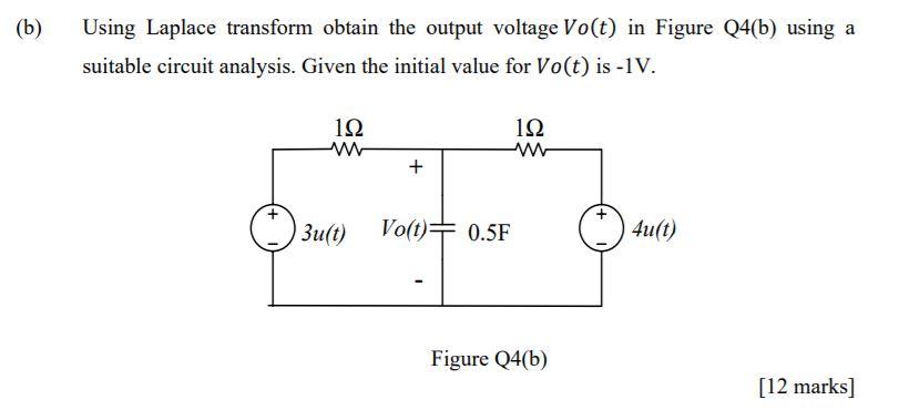 Solved (b) Using Laplace transform obtain the output voltage | Chegg.com