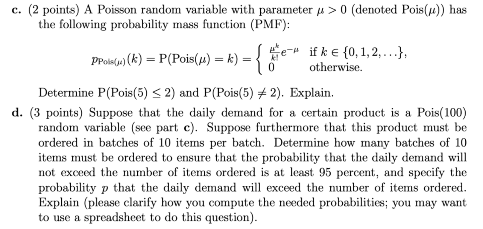 Solved c. (2 points) A Poisson random variable with | Chegg.com