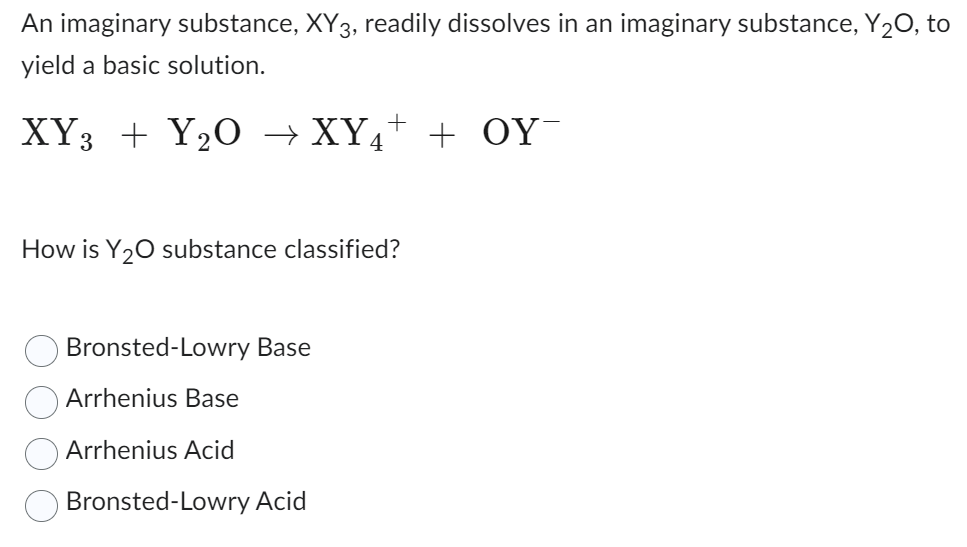 Solved An imaginary substance, XY3, readily dissolves in an | Chegg.com