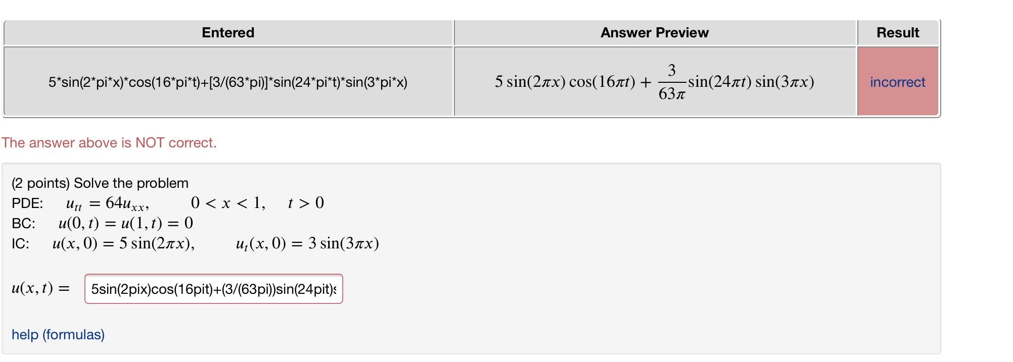 Solved 2 points) Solve the problem PDE: | Chegg.com