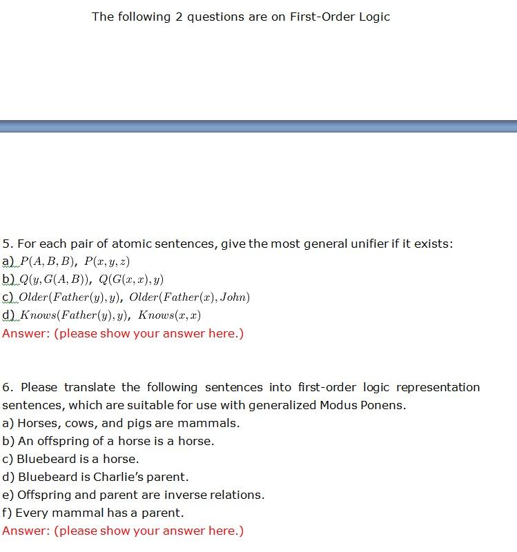 Solved Below 4 Questions Are On Propositional Logic And