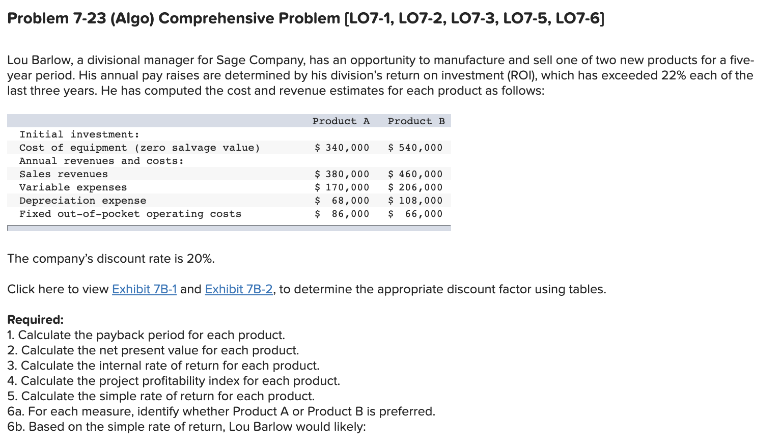 Solved Problem 7-23 (Algo) Comprehensive Problem (L07-1, | Chegg.com