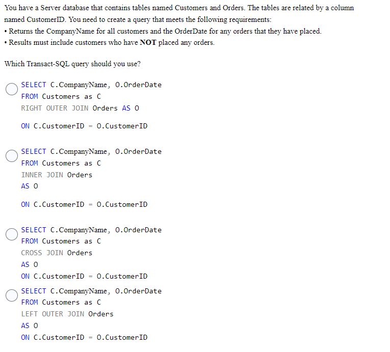 Solved You have a Server database that contains tables named | Chegg.com