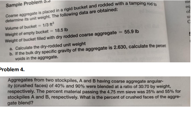 Solved Sample Problem Coarse aggregate is placed in a rigid | Chegg.com