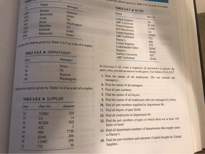 Solved the relation given by Table 3.6.7 as a set of n-uples | Chegg.com