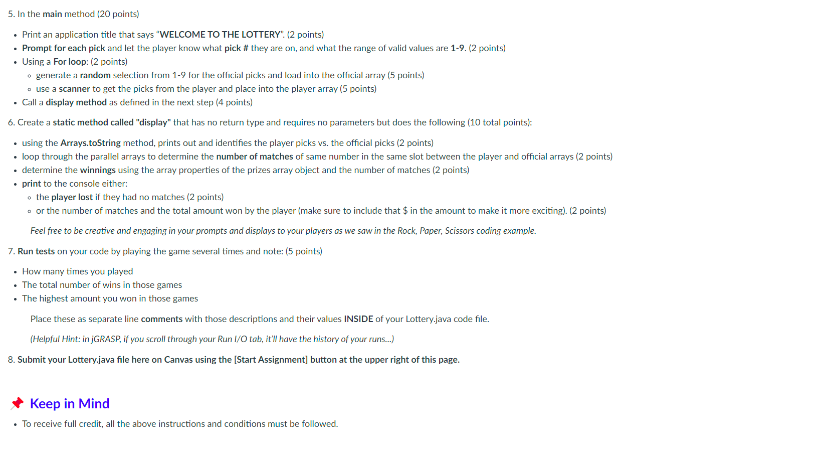 Solved 4.4 - Lottery: Basic Arrays (GRADED PROJECT) Start | Chegg.com