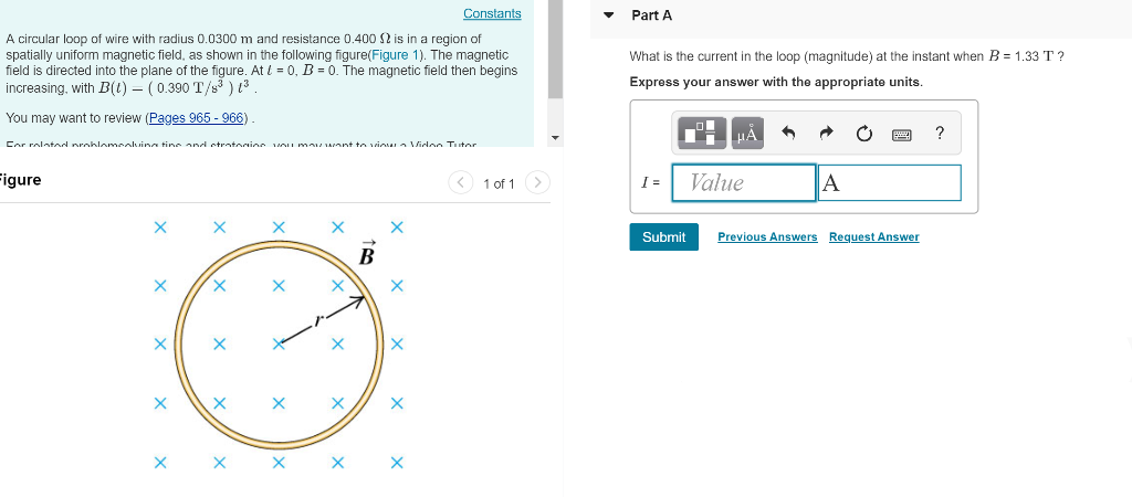 Solved onstant Part A A circular loop of wire with radius | Chegg.com