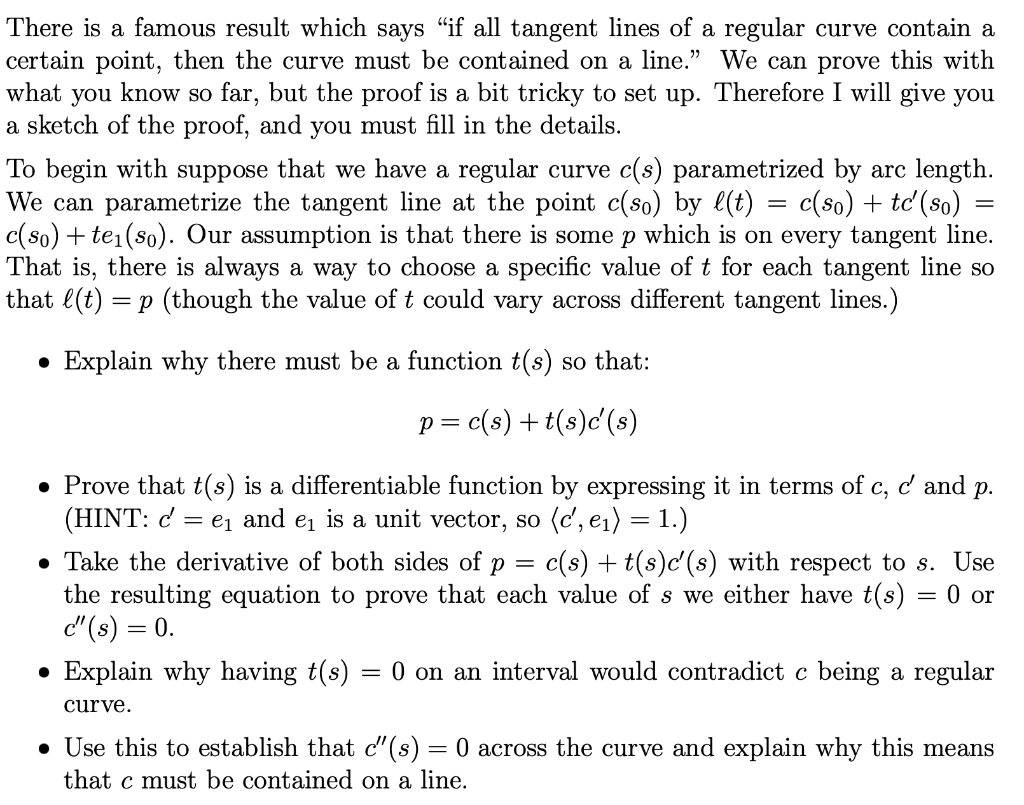 Solved There is a famous result which says "if all tangent | Chegg.com