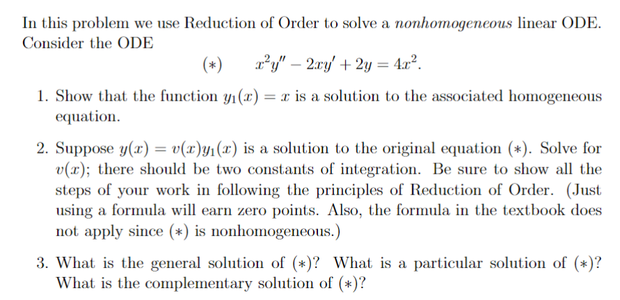 Solved In this problem we use Reduction of Order to solve a | Chegg.com