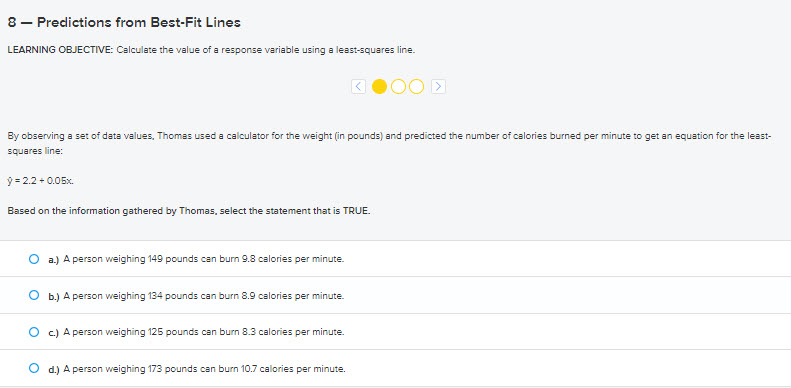 Solved 8 - Predictions from Best-Fit Lines LEARNING | Chegg.com