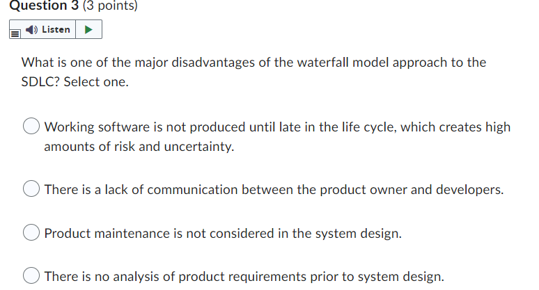 Solved Question 1 (3 points) Listen What is the SDLC? | Chegg.com