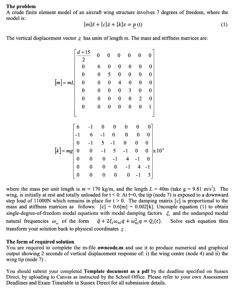 PART 2 - Dynamic Analysis and Computation This is | Chegg.com