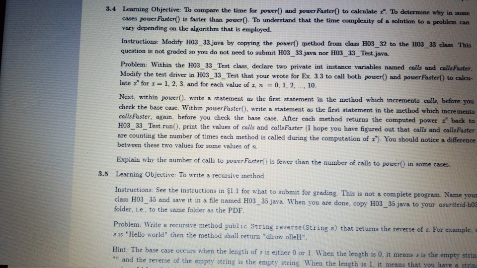 Solved 3.1 Learning Objective: To write a recursive method. | Chegg.com