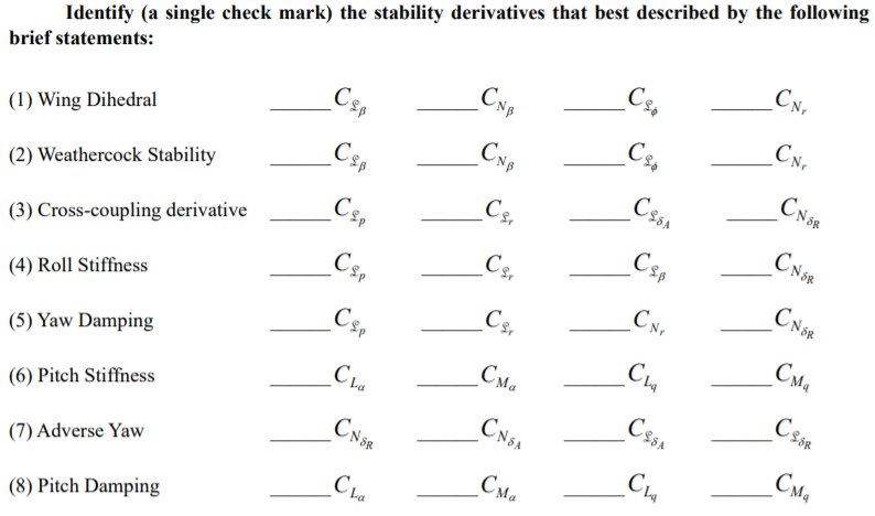 Identify (a single check mark) the stability | Chegg.com