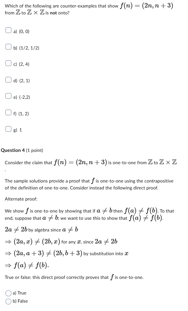 Solved Which of the following are counter-examples that show | Chegg.com