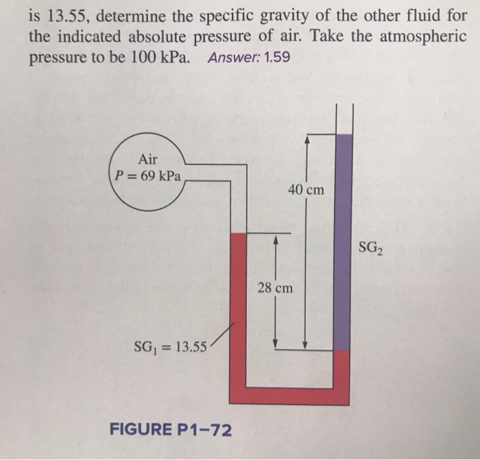 Solved 1-72 Consider a double-fluid manometer attached to an | Chegg.com Solved 1-72 Consider a double-fluid manometer attached to an | Chegg.com