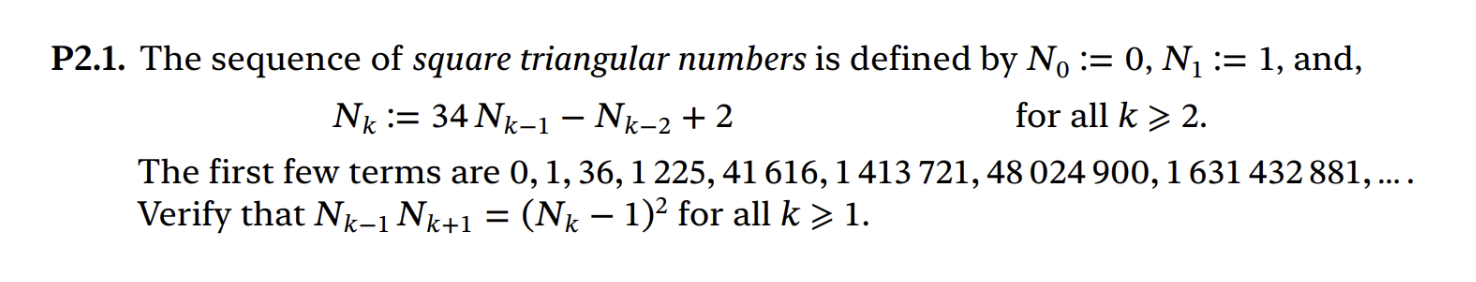 Solved 2.1. The sequence of square triangular numbers is | Chegg.com
