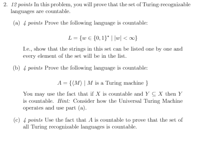 Solved 2. 12 points In this problem, you will prove that the | Chegg.com