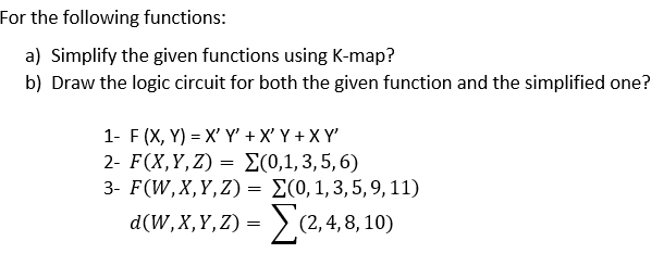 Solved For the following functions: a) Simplify the given | Chegg.com
