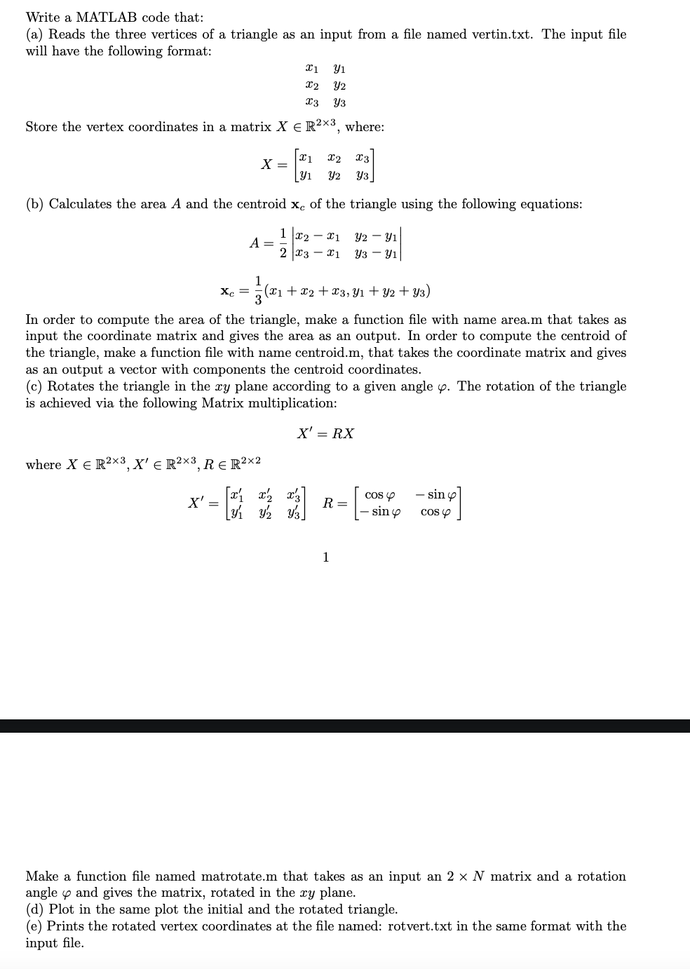 Write a MATLAB code that: (a) Reads the three | Chegg.com