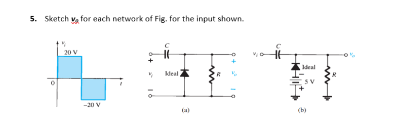 Solved 5. Sketch vq for each network of Fig. for the input | Chegg.com