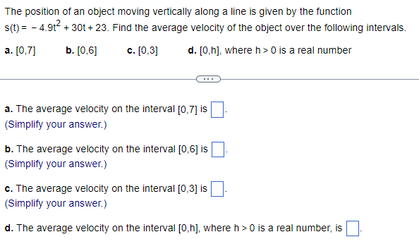 Solved The position of an object moving vertically along a | Chegg.com