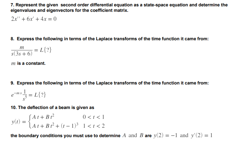 Solved 7. Represent the given second order differential | Chegg.com
