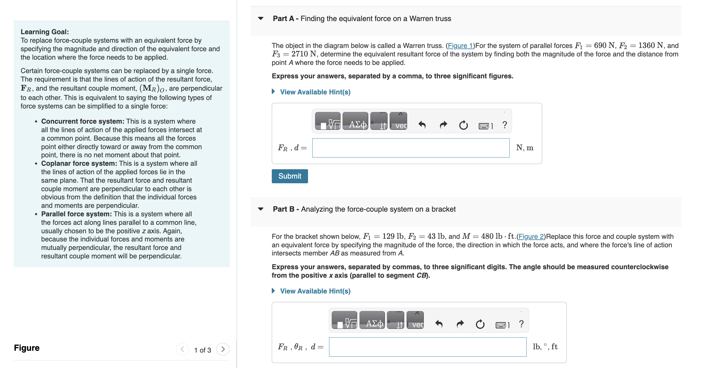 Solved Learning Goal: To replace force-couple systems with | Chegg.com