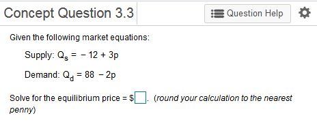 Given the following market equations: Supply: | Chegg.com