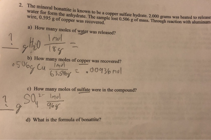 Solved With emphasis on determining mass of H2O and SO4^2- | Chegg.com