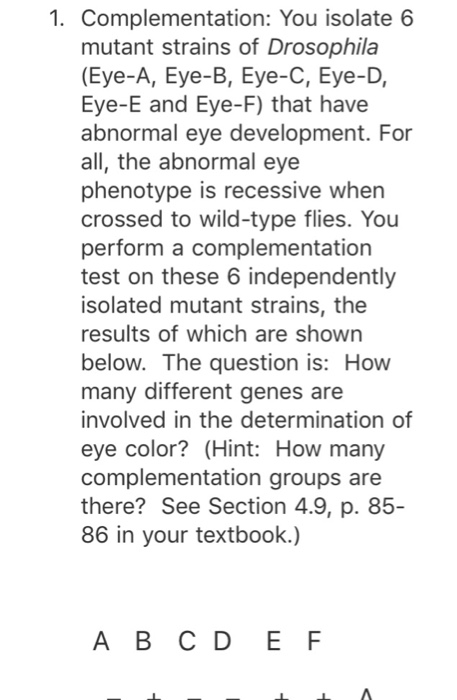 1. Complementation: You isolate 6 mutant strains of | Chegg.com